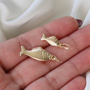 14K Solid Gold Fish Necklace, 14K Gold Fish Pendant, Fish Necklace ...