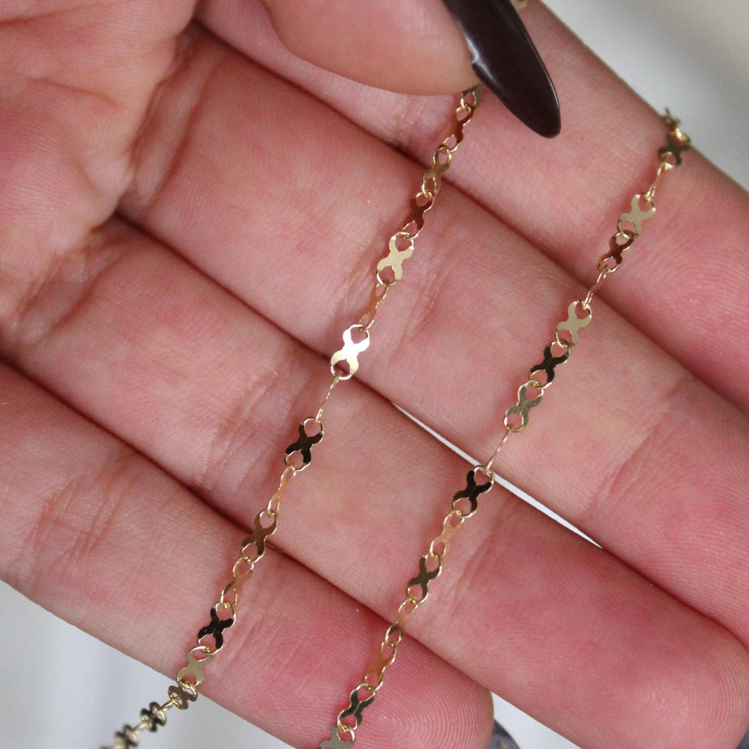 14k Solid Gold Infinity Chain Necklace, Gold Chain Necklace, Gold Chain ...