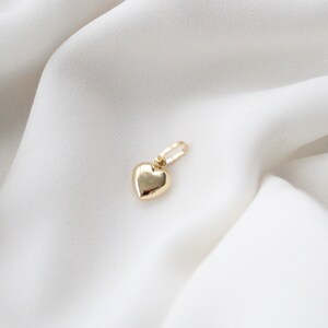 14k Solid Gold Heart Pendant, Small Puffy Heart Necklace, 14k Yellow ...