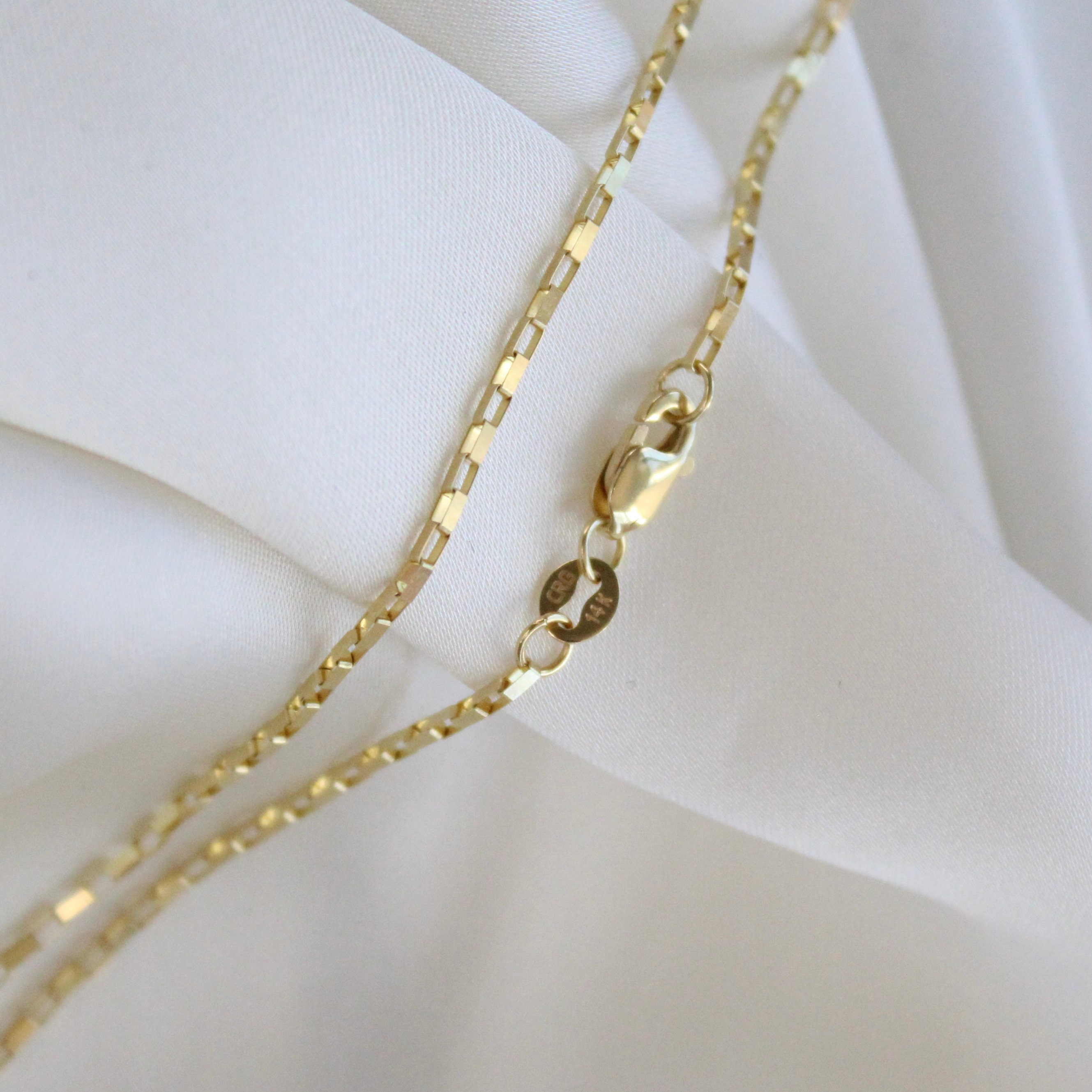 14K Solid Gold Box Chain, 14K Solid Yellow Gold Box Open Link Chain ...