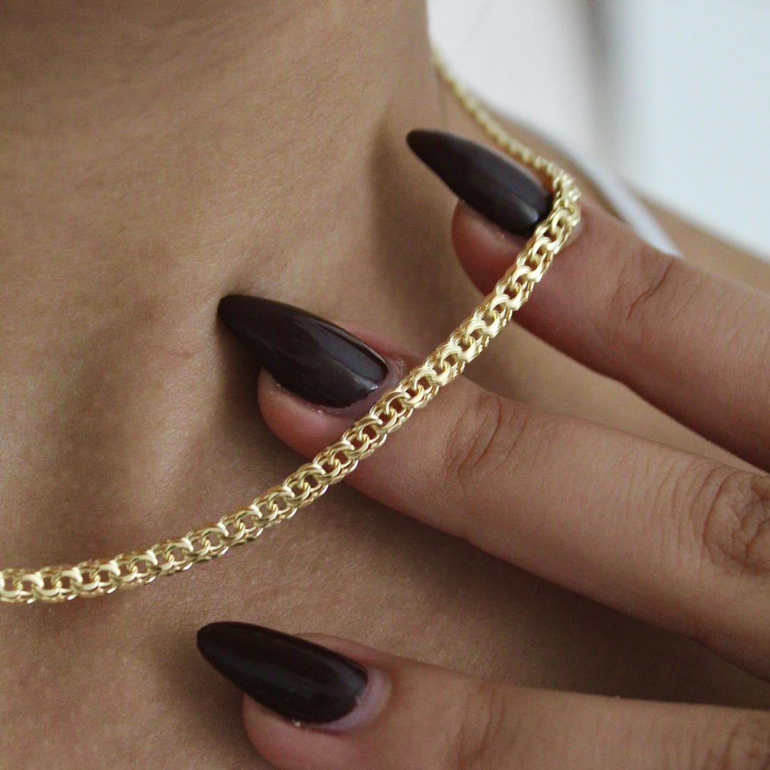 14k Solid Gold Gold Double Curb Chain Necklace 14k Gold Bracelet Gold ...