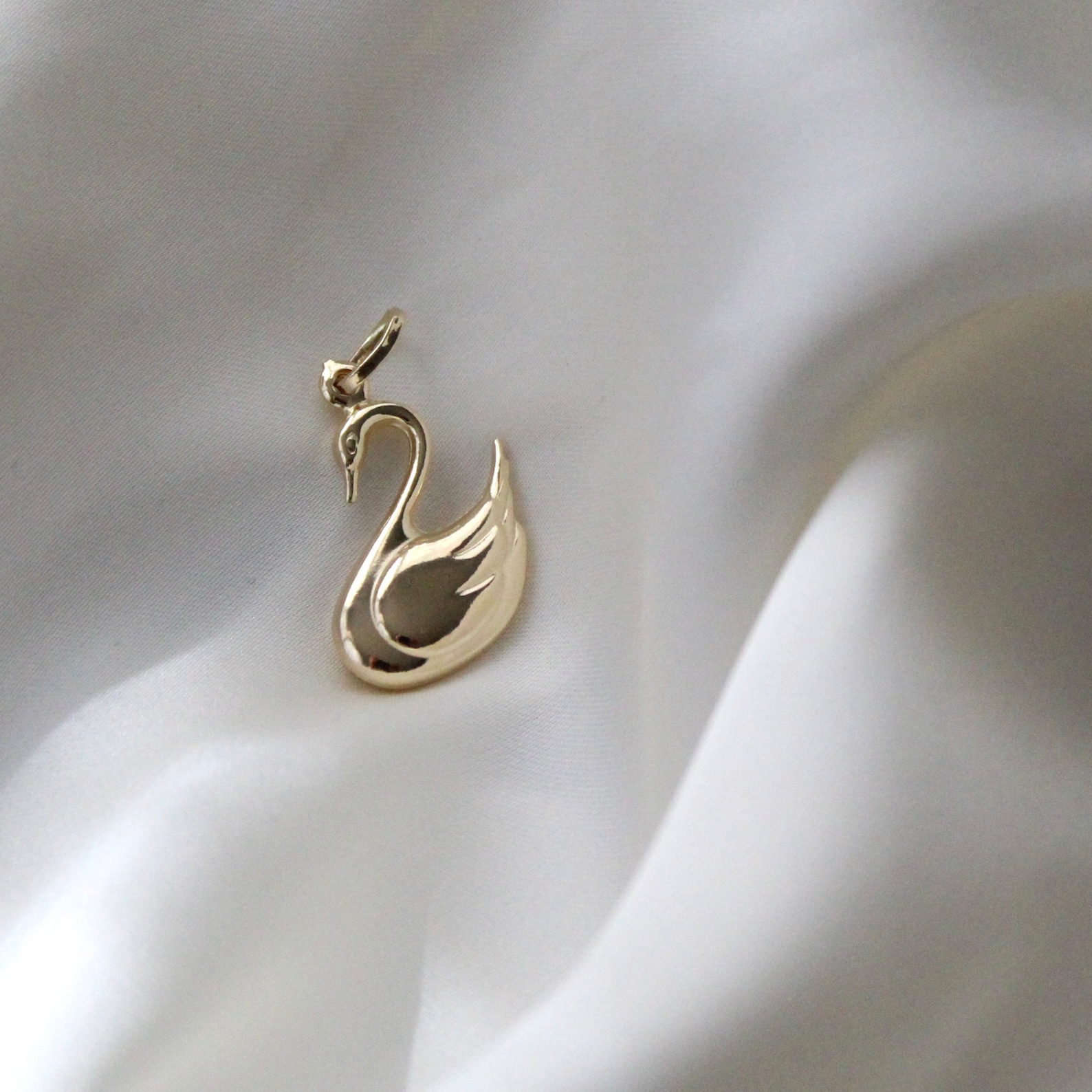 14k Solid Gold Swan Necklace, 14k Solid Gold Swan Pendant With Box ...