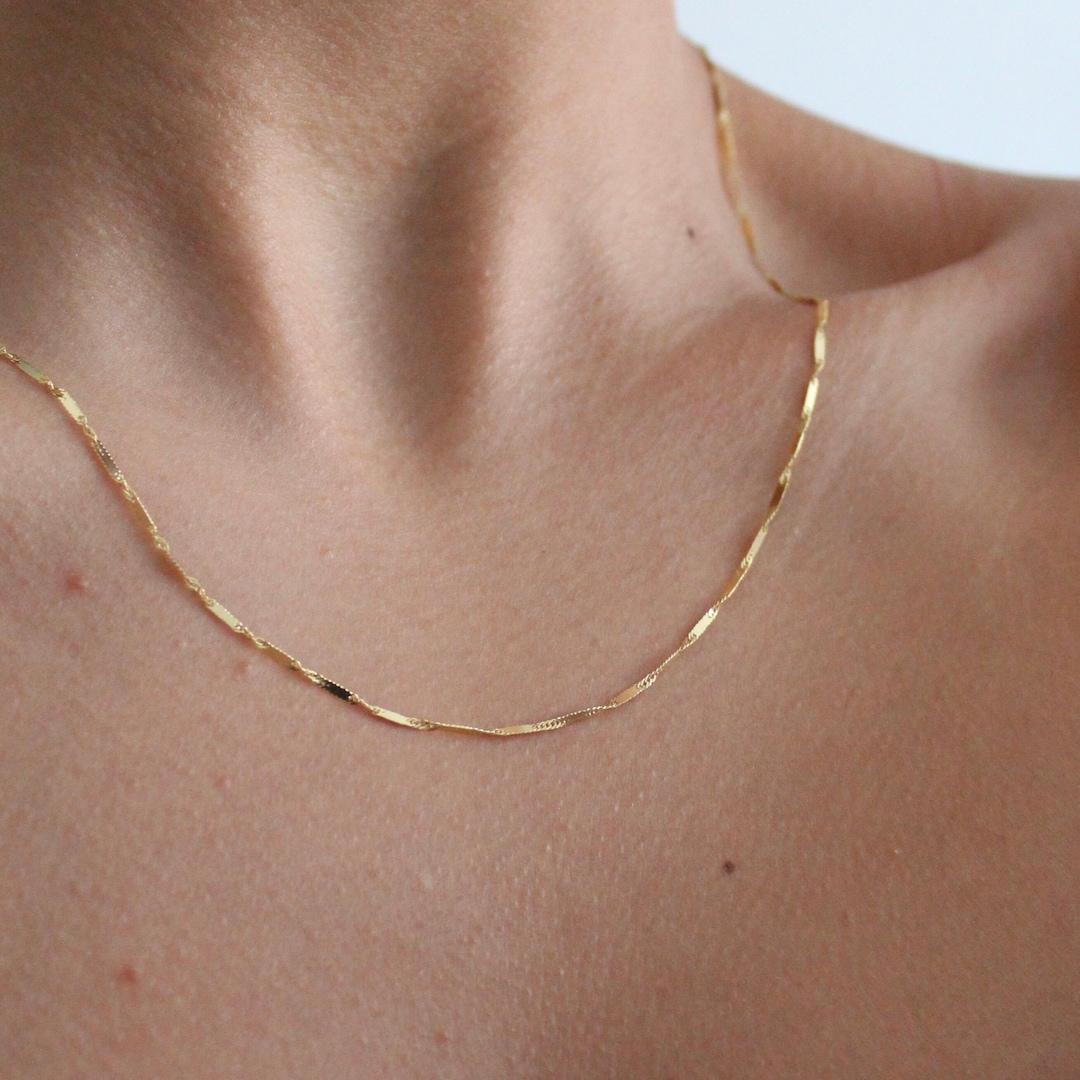 14K Gold Necklace, 14K Gold Chain, Solid Gold Necklace, Solid Gold ...