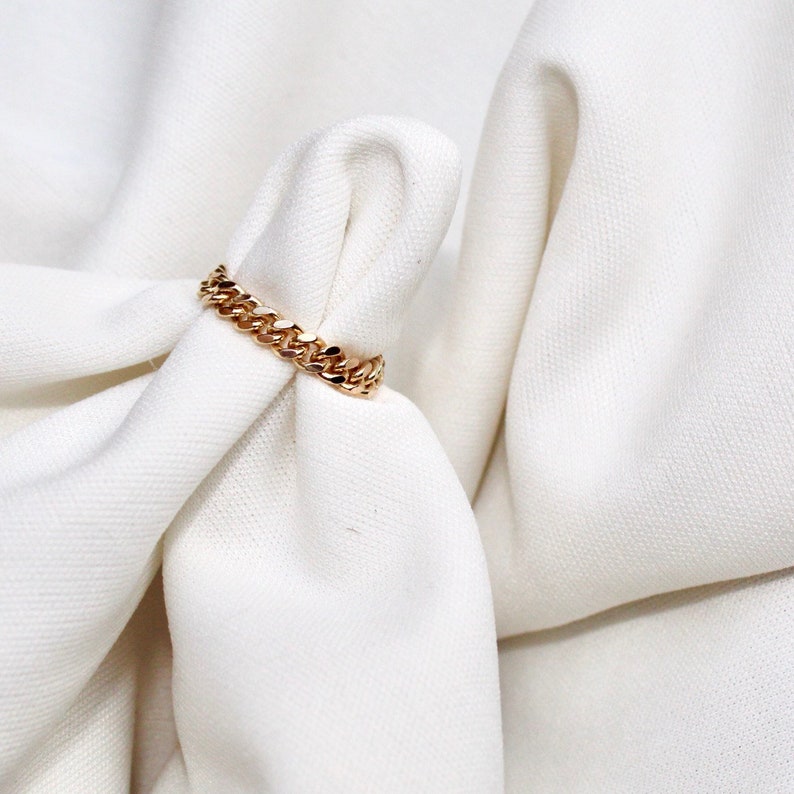 14k Gold Miami Cuban Chain Ring 14k Solid Gold Cuban Ring - Etsy