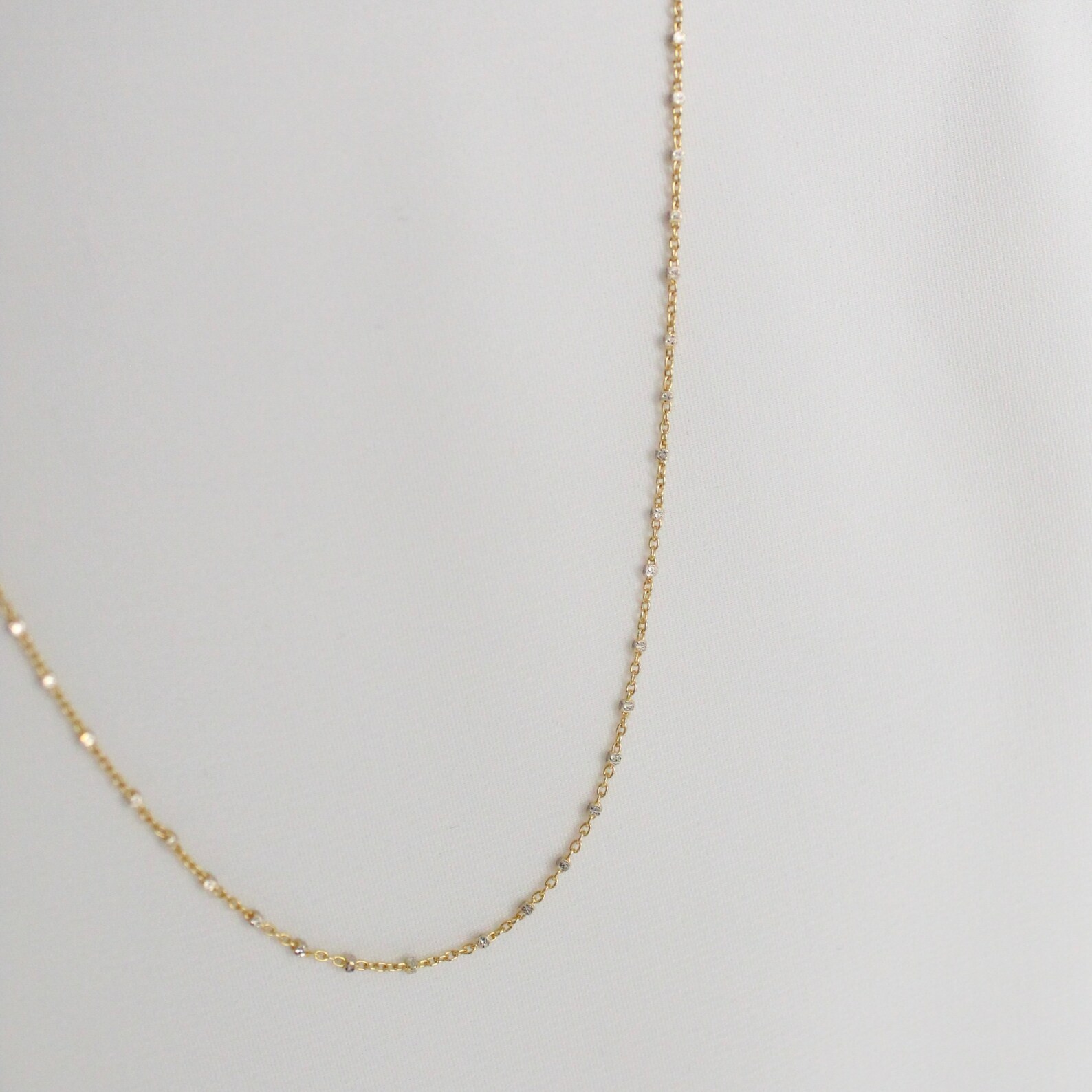 14K Gold Ball Chain - Solid Gold Satellite Chain - 14K Gold Beaded ...