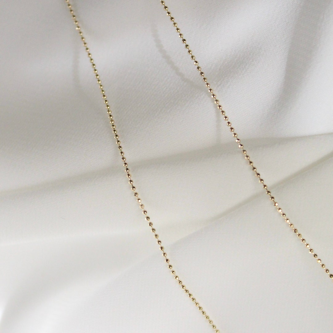 14k Solid Yellow Gold Ball Bead Chain - 14K Gold Ball Chain Necklace ...