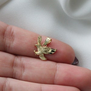 14k Solid Gold Eagle Necklace . 14k Yellow Gold Charm Pendant . Gold ...