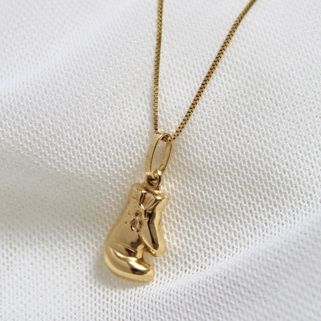 14K Gold Boxing Glove Necklace, Real Gold Boxing Glove Necklace, Boxing Glove Pendant, 14k Gold ...