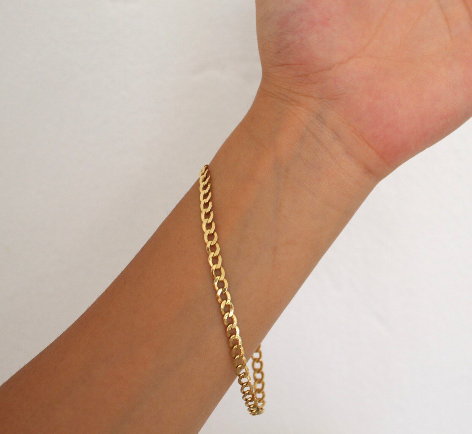 14K Solid Gold Cuban Chain Bracelet 14K Solid Gold Cuban - Etsy