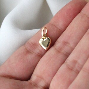 14k Solid Gold Heart Pendant, Small Puffy Heart Necklace, 14k Yellow ...