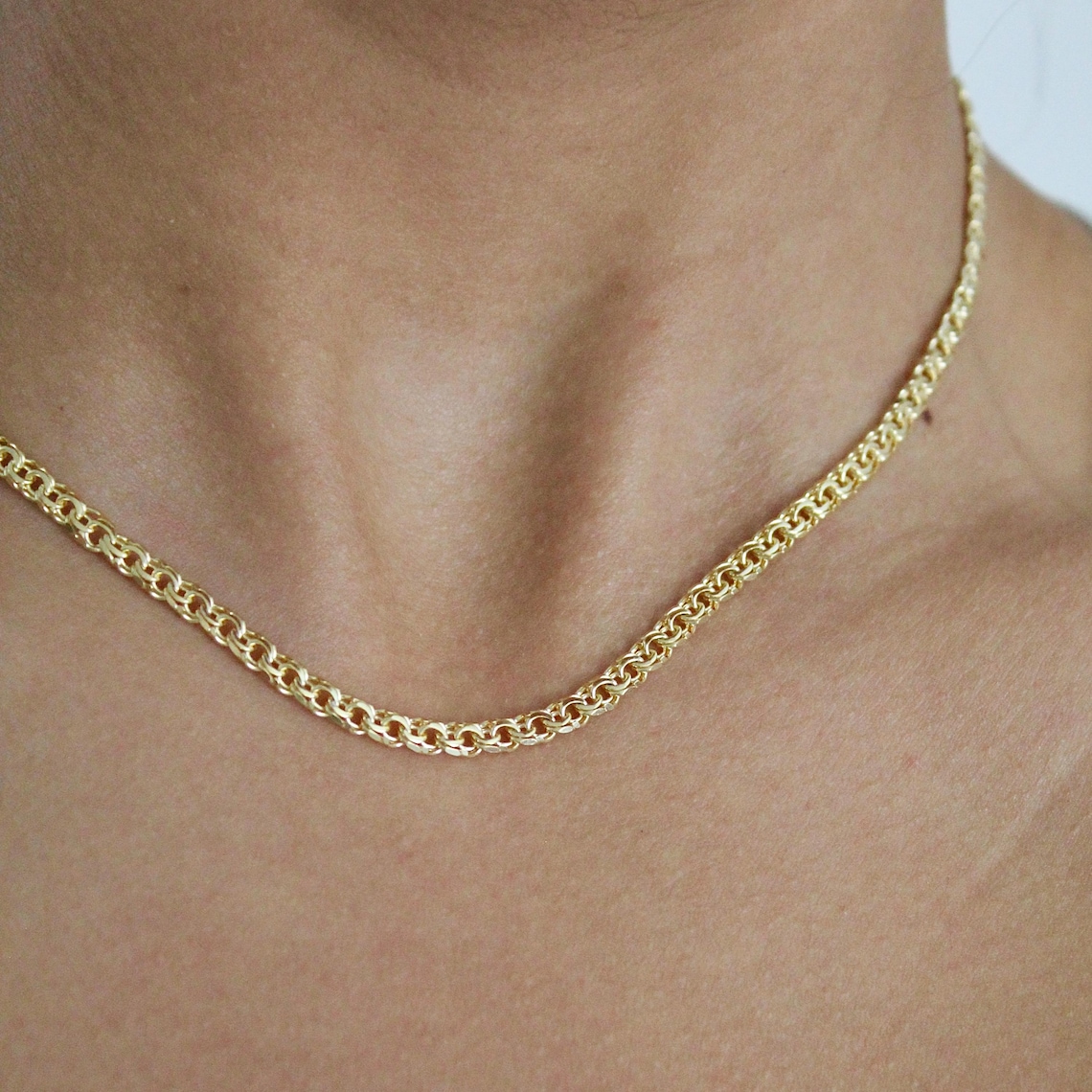 14k Solid Gold Gold Double Curb Chain Necklace 14k Gold Bracelet Gold ...