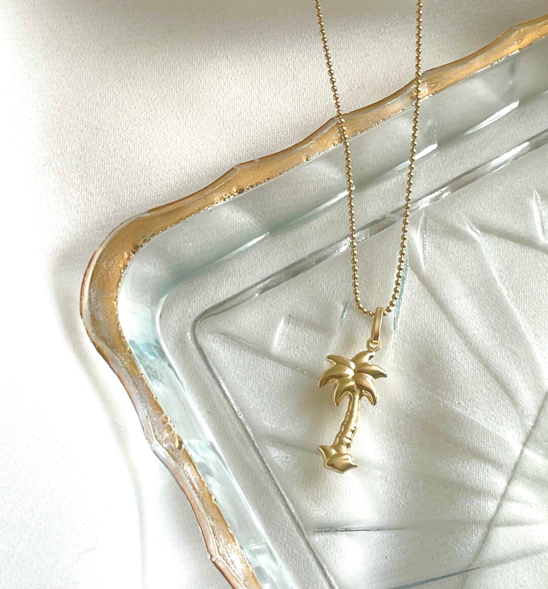 Palm Tree Pendant, 14k Yellow Gold Palm Pendant, Palm Tree 14k Gold ...