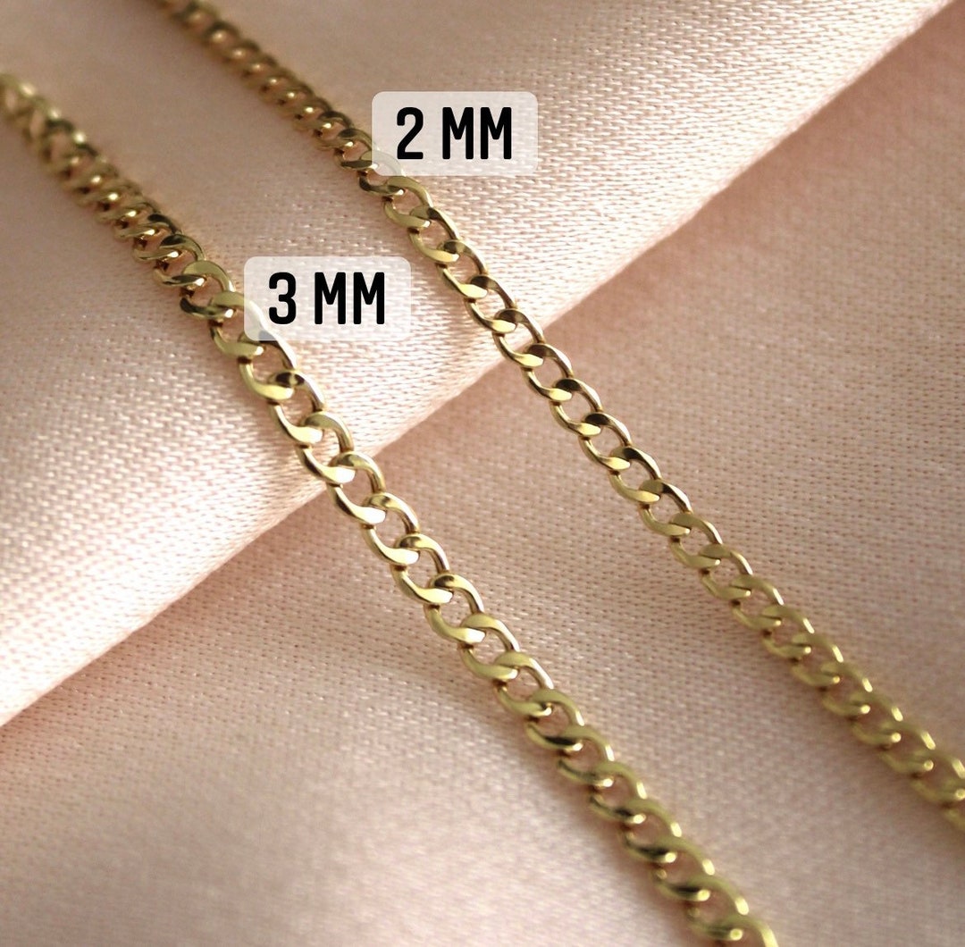 14k Gold Curb Chain Necklace - Thick Curb Chain Necklace, Thin Cuban ...