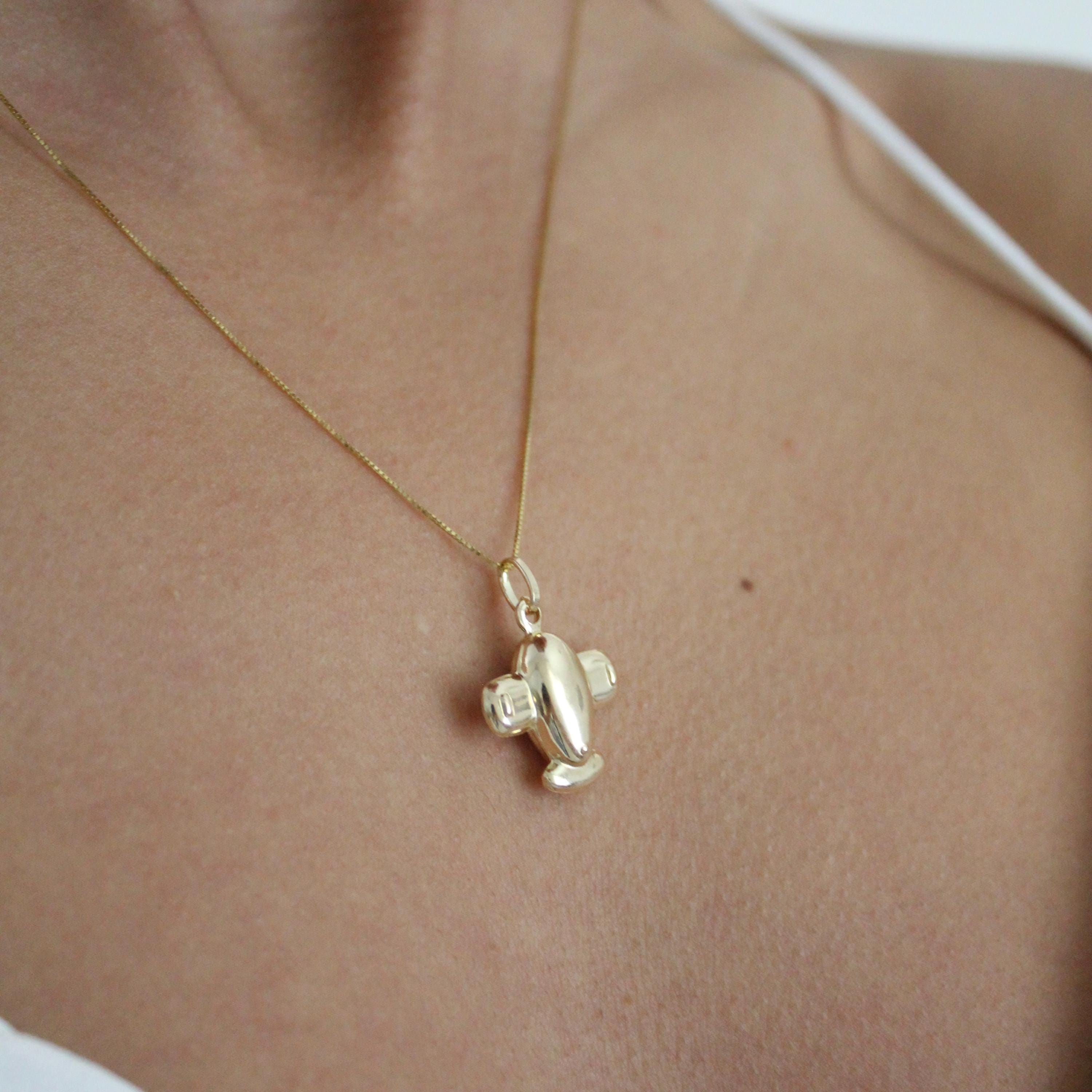 14K Solid Gold Airplane Necklace, Gold Plane Necklace - Travel Lover ...