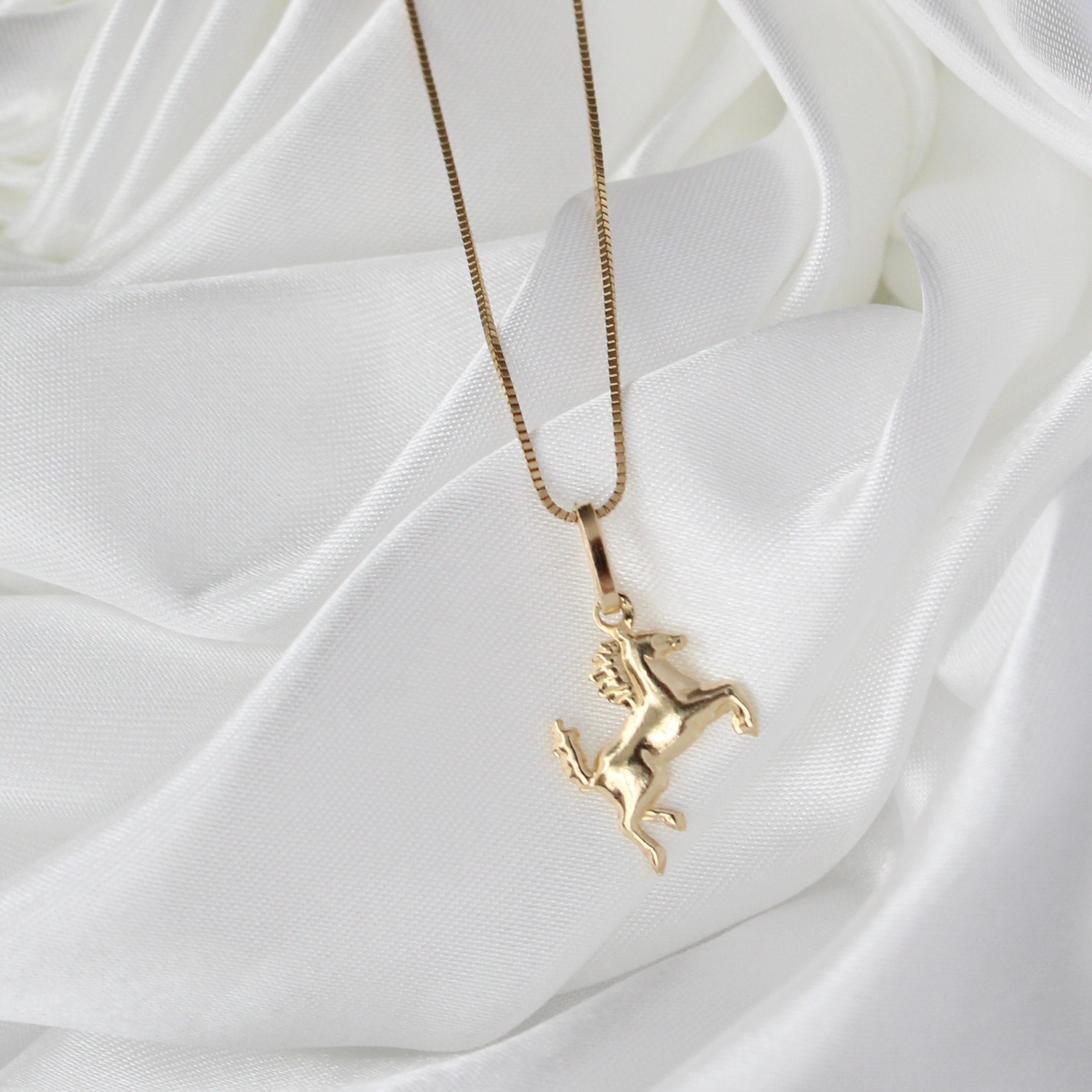 14K Gold Horse Necklace, 14K Solid Gold Horse Necklace, 14K Gold Horse ...