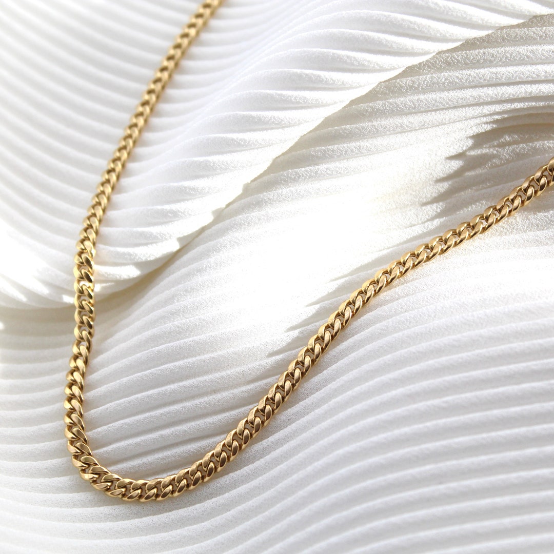14K Solid Gold Miami Cuban Chain, 14k Gold Chain , 4mm Cuban Link ...