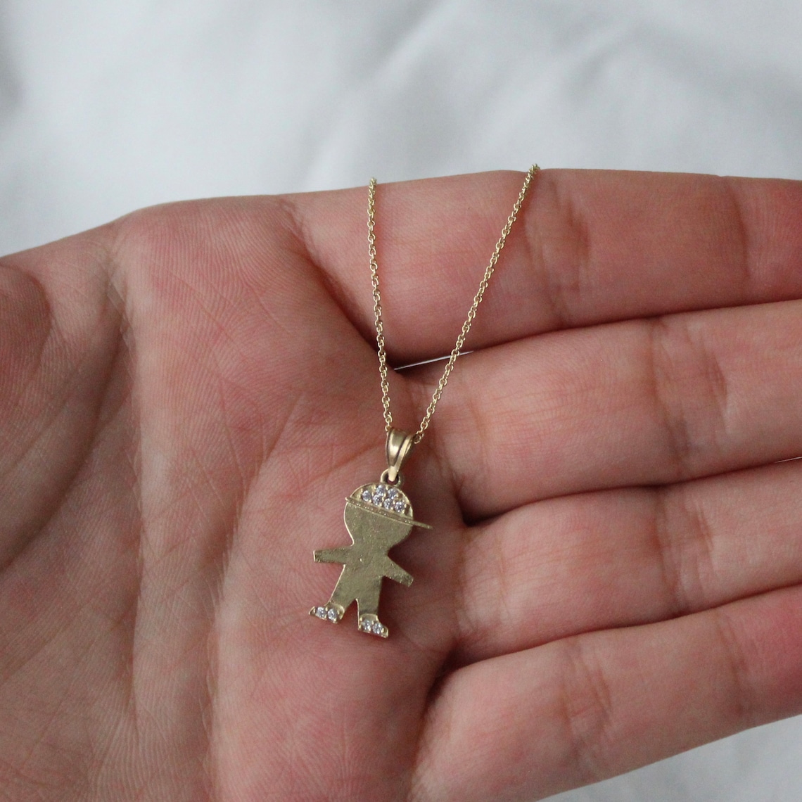14K Solid Gold Boy Pendant, Little Boy Necklace, Baby Boy Necklace, Mom ...