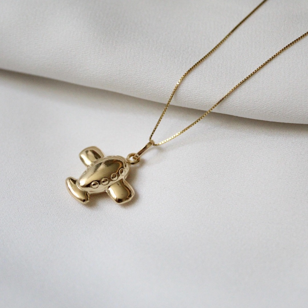 14K Solid Gold Airplane Necklace, Gold Plane Necklace - Travel Lover ...