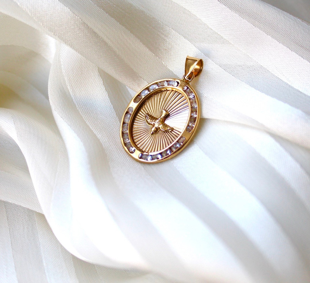 Gold Dove Pendant - Holy Spirit Pendant - Peace Dove Necklace - Dove ...