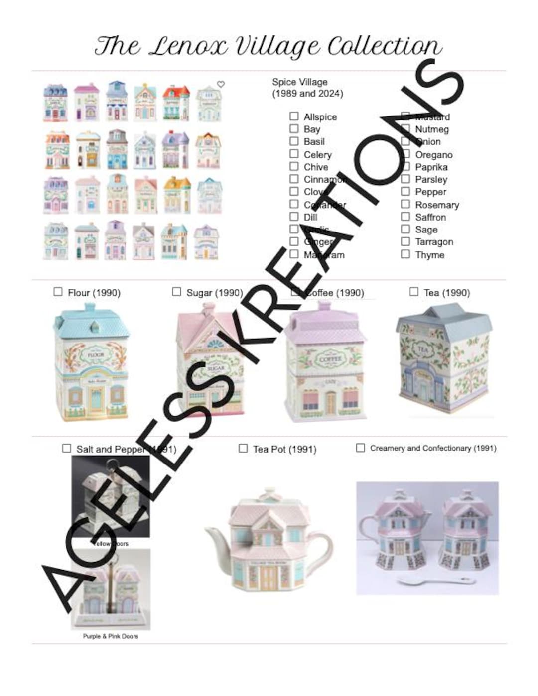 The Lenox Village Collection Checklist - Etsy