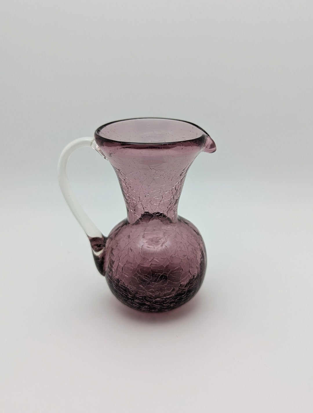 Vintage Amethyst Purple Crackle Glass Mini Pitcher - Etsy
