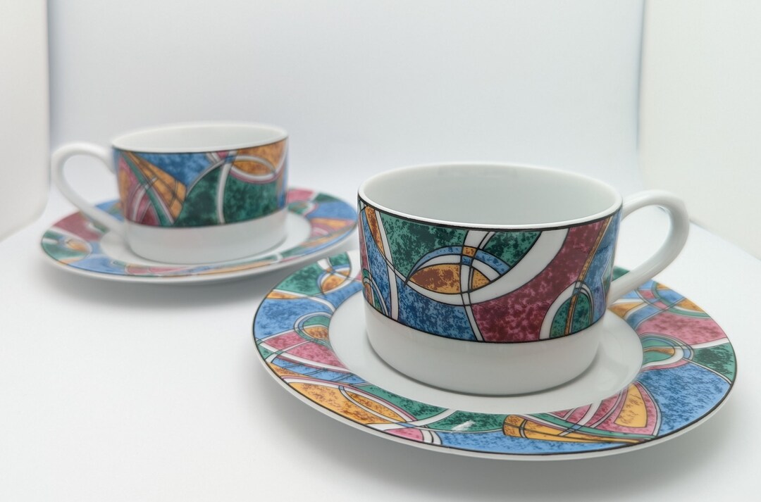 2 Vintage American Atelier Fantasy Cups & Saucers - Etsy