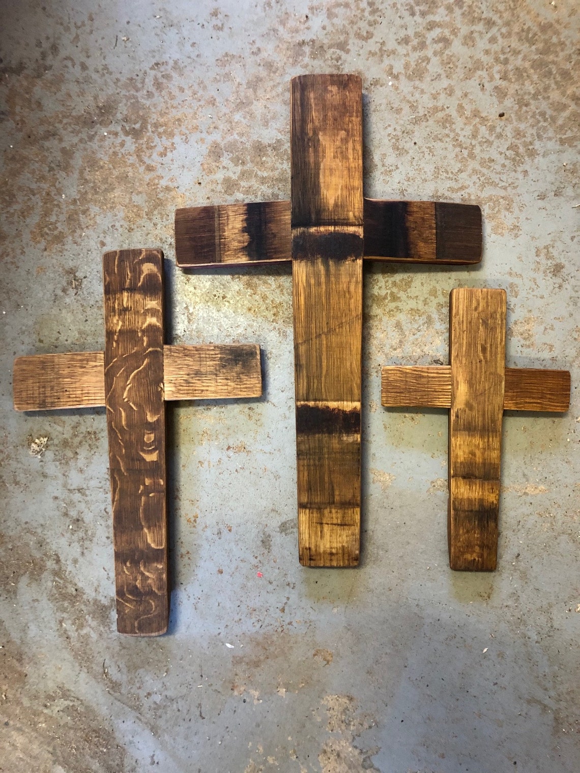 Rustic WAVE Cross on Wine Barrel Cross | Etsy