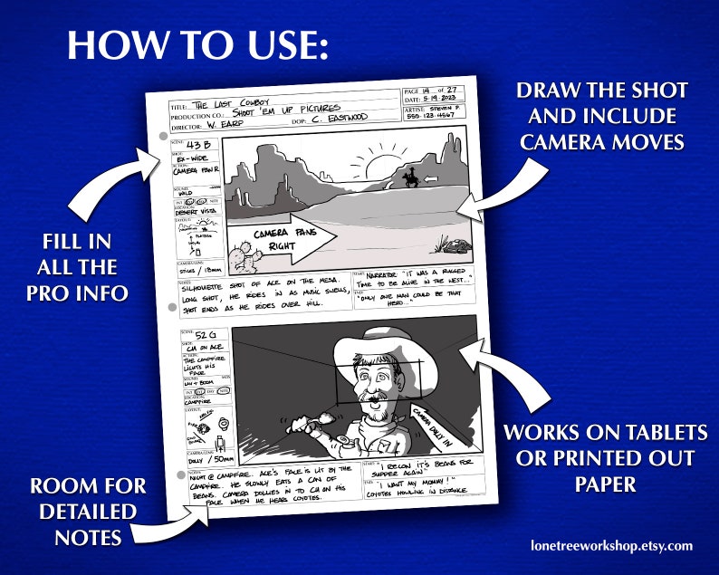 Professional 16:9 Storyboard Template for Film Making - 8.5x11 Paper ...
