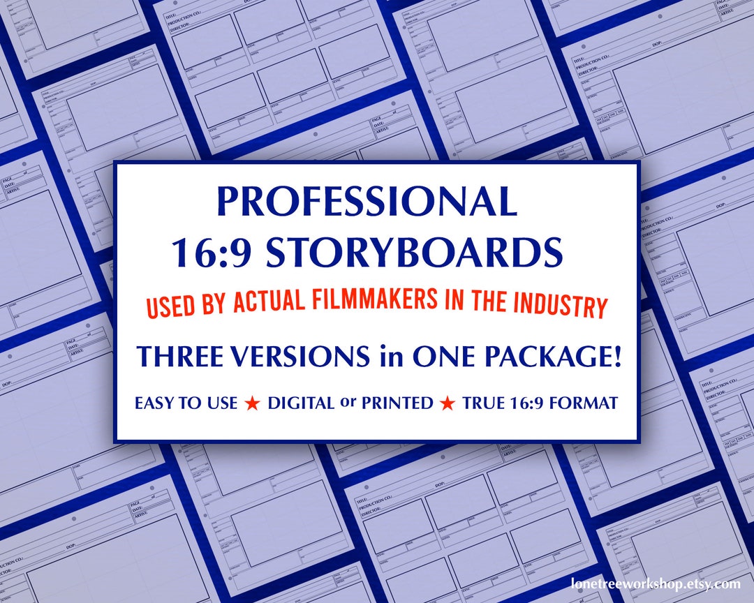 Professional 16:9 Storyboard Template for Film Making - 8.5x11 Paper ...