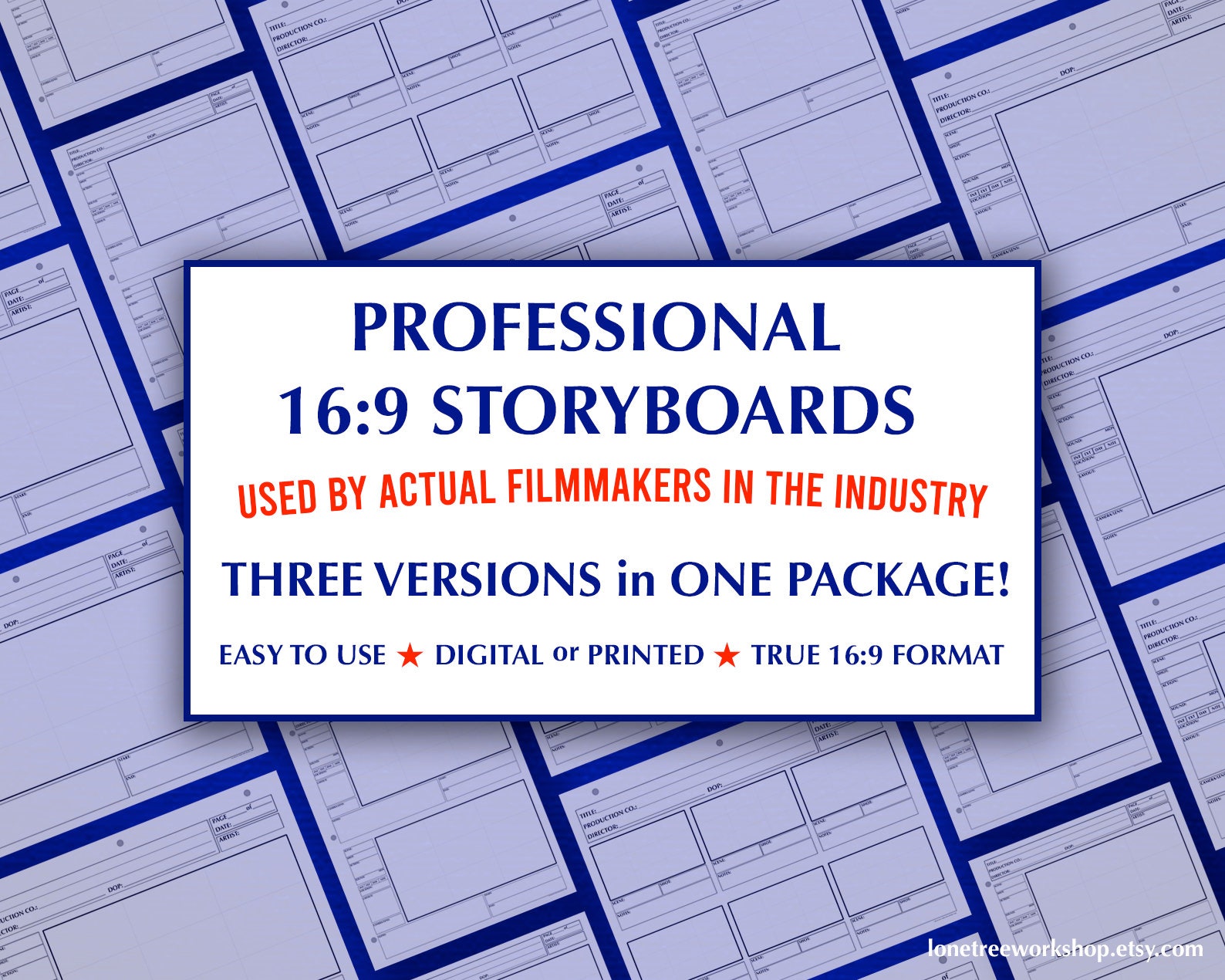 Professional 16:9 Storyboard Template for Film Making - 8.5x11 Paper ...