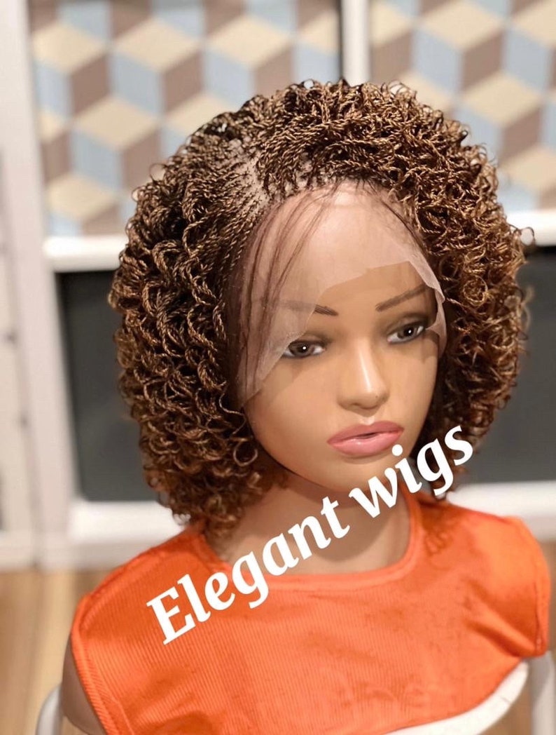 Handmade Gold Braided Micro Twist Wig: Full Lace, 10 Inch - Etsy