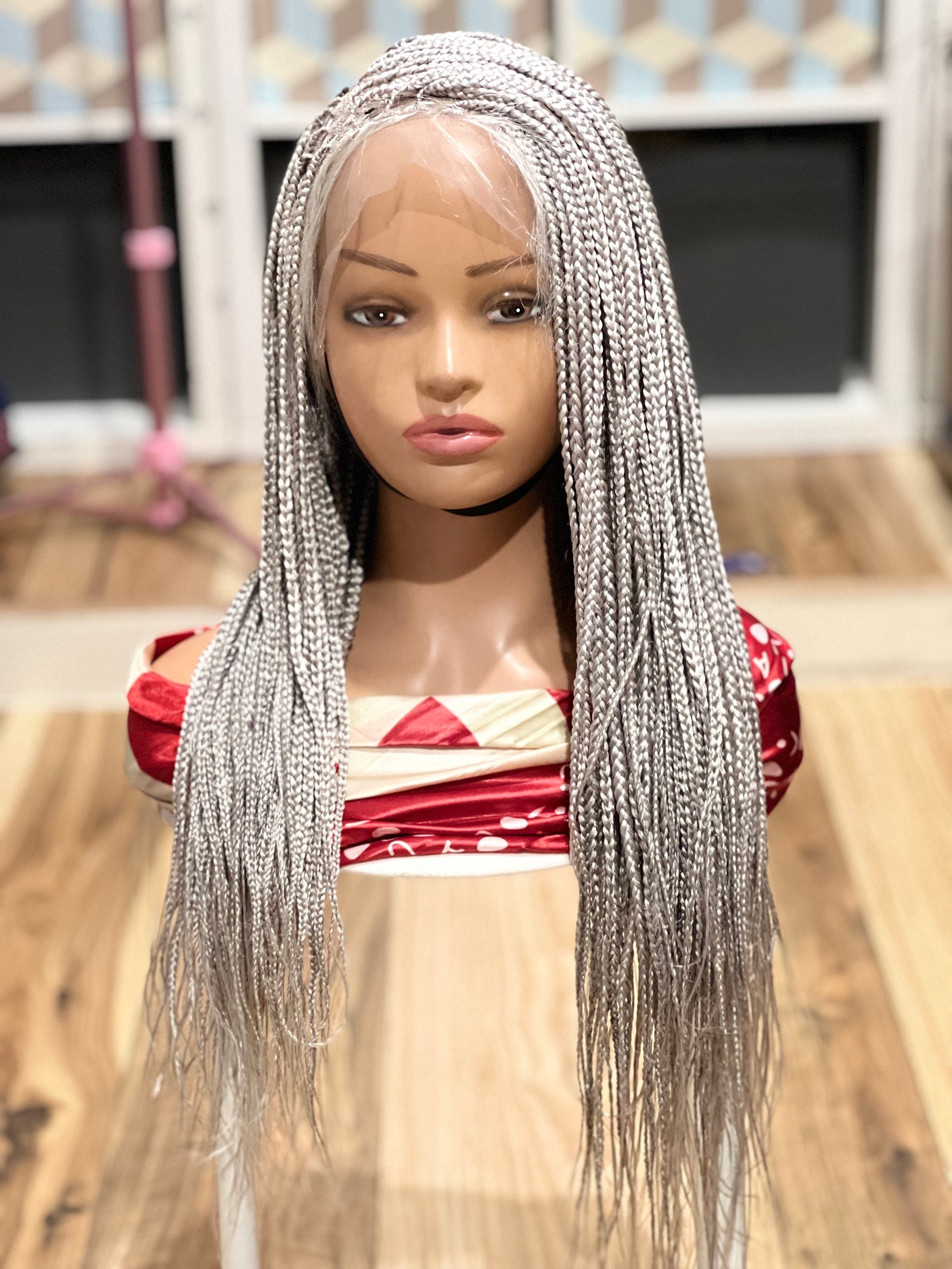 Elegantwigs 26 Gray Knotless Box Braid Wig ready to Ship just as ...