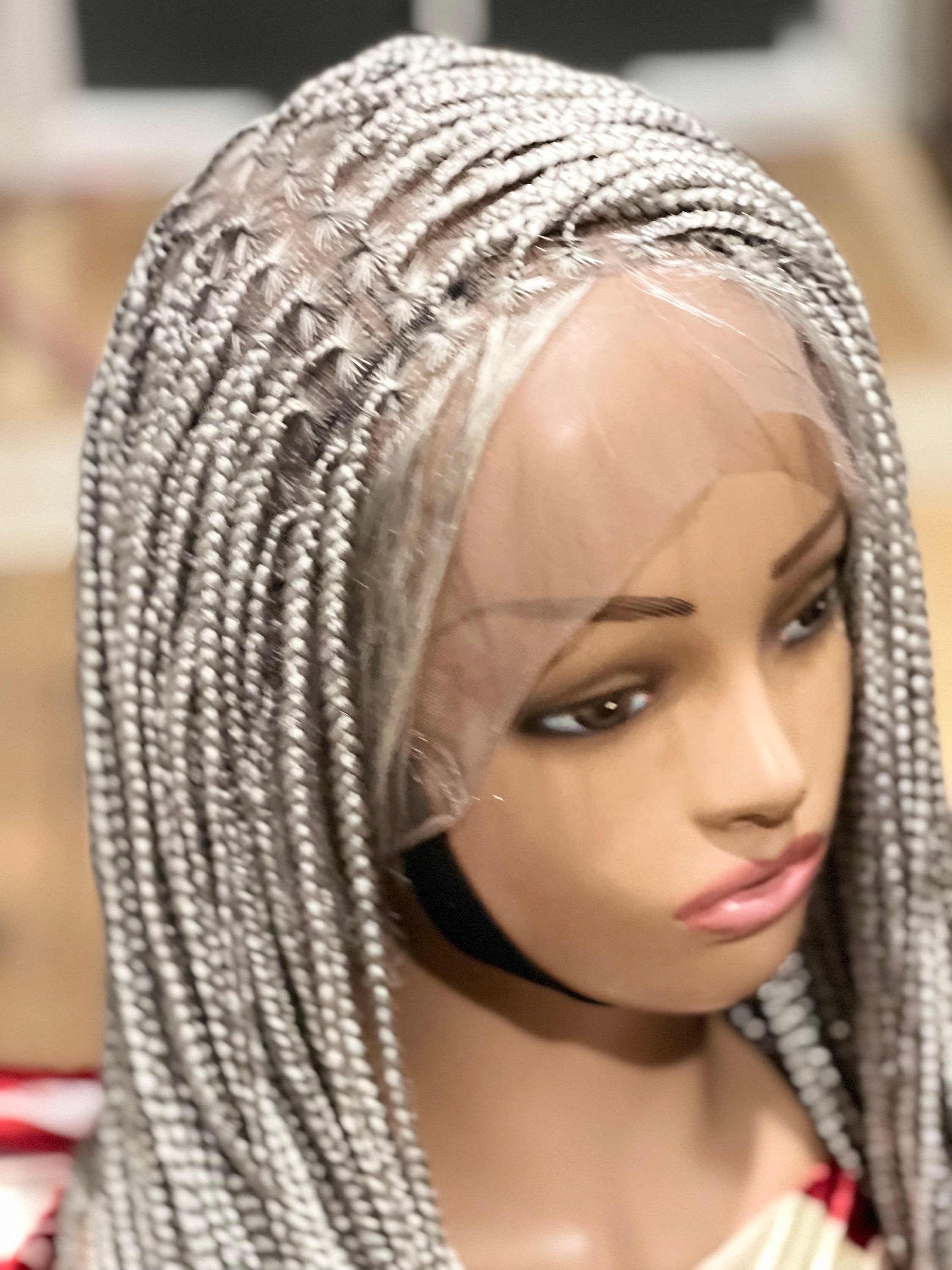 Elegantwigs 26 Gray Knotless Box Braid Wig ready to Ship just as ...