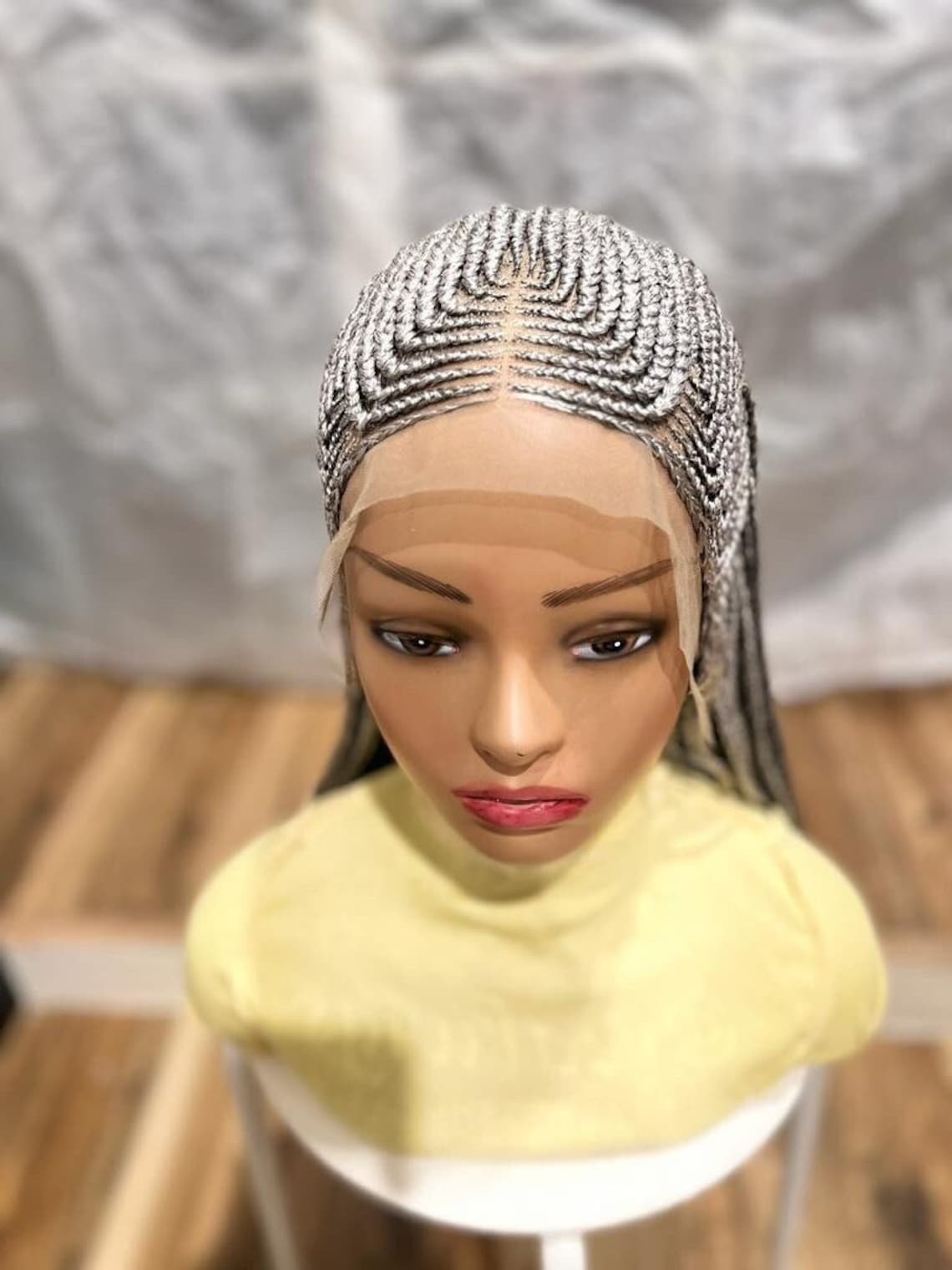 Elegantwigs 26 Braided Lace Frontal Gray Cornrow Wig ready to Ship just ...