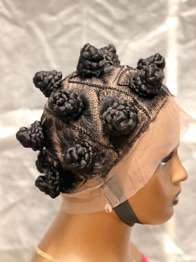 Handmade Black Braided Bantu Knot Wig: Full Lace Protective Style - Etsy