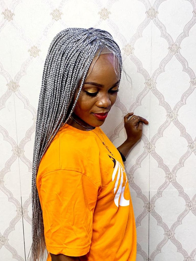 Elegantwigs 26 Gray Knotless Box Braid Wig ready to Ship just as ...