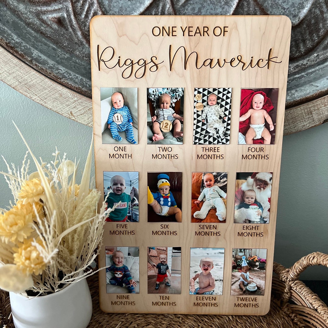 Personalized Baby's First Year Photo Board: Boho Nursery Decor - Etsy