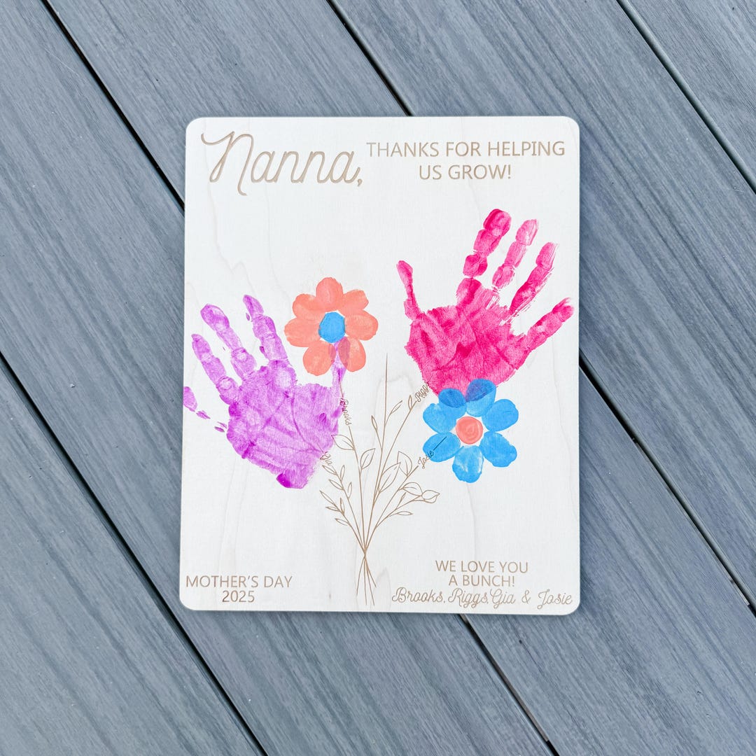 Flower Handprint Art Gift Mothers Day Gift Gigi Handprint Art DIY Hand ...