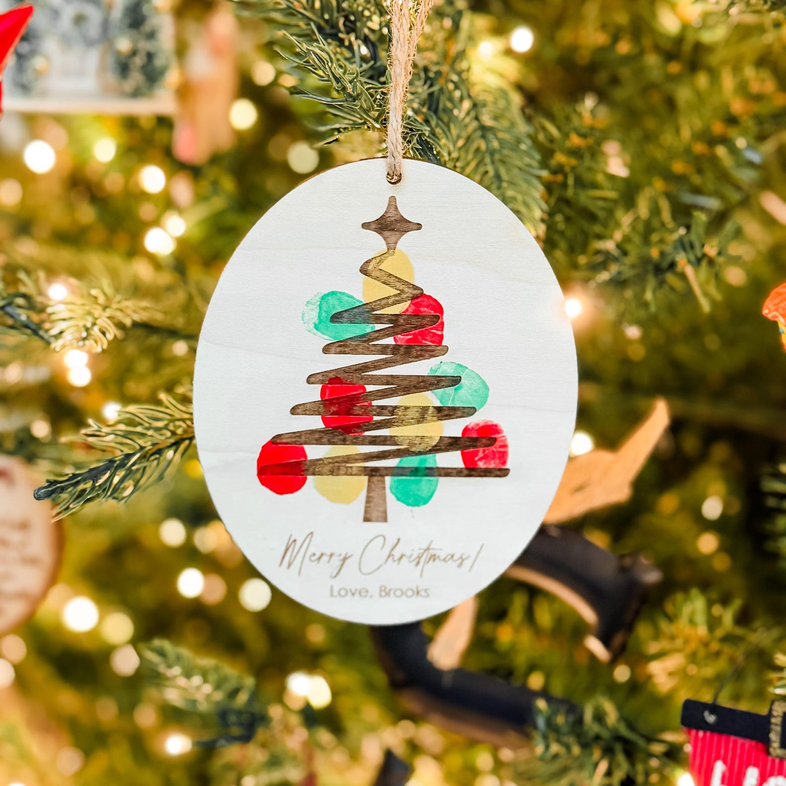 Fingerprint Christmas Tree Ornament: Custom Magnet Keepsake Craft - Etsy