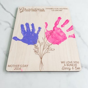 Flower Handprint Art Gift Mothers Day Gift Gigi Handprint Art DIY Hand ...