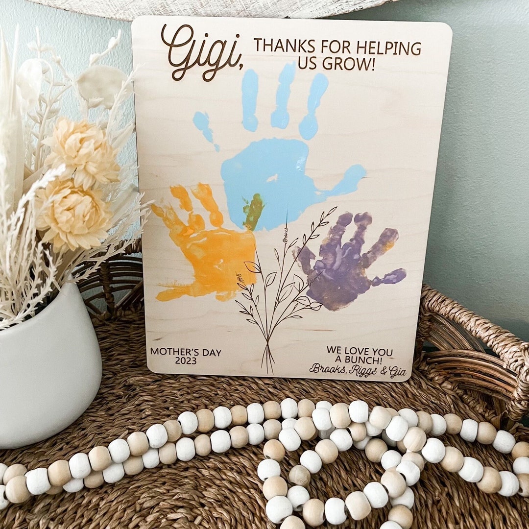 Mother's Day Flower Handprint Art Gift Mom Hand Print DIY Gigi ...
