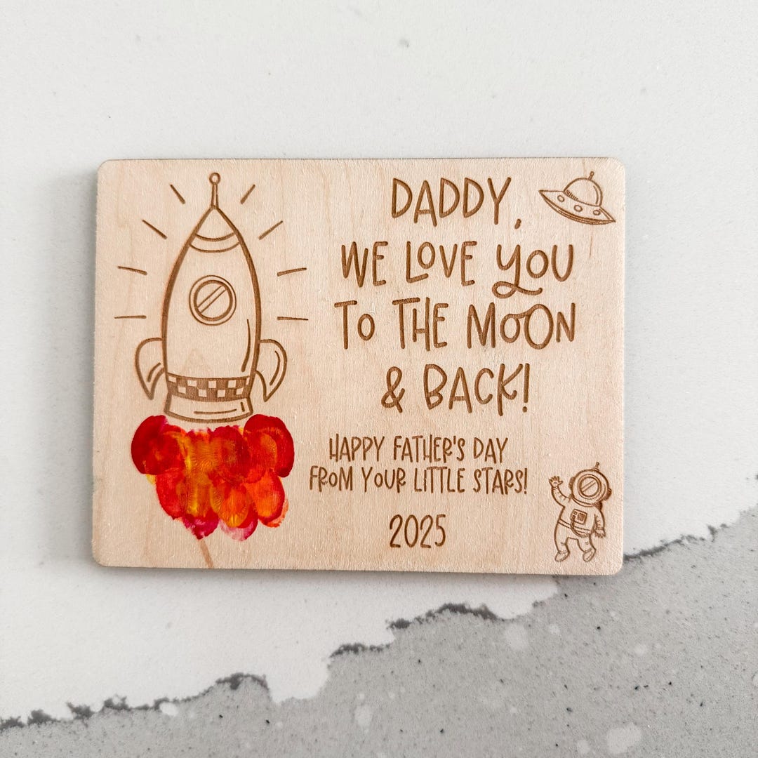 Rocket Ship Father's Day Fingerprint Magnet Fathers Day Gift Grandpa ...