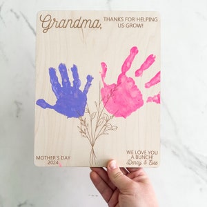 Flower Handprint Art Gift Mothers Day Gift Gigi Handprint Art DIY Hand ...