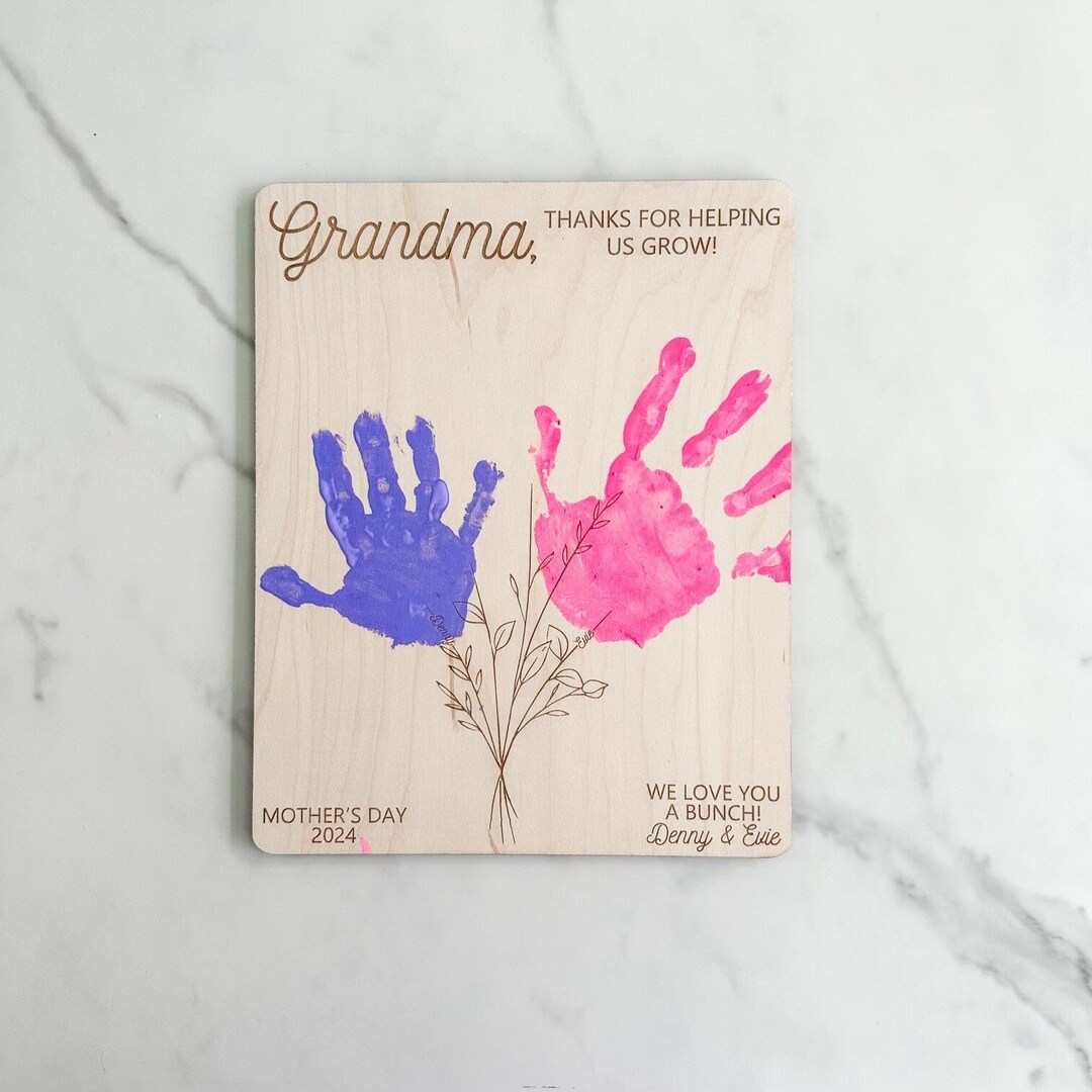 Flower Handprint Art Gift Mothers Day Gift Gigi Handprint Art DIY Hand ...