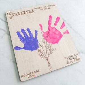 Flower Handprint Art Gift Mothers Day Gift Gigi Handprint Art DIY Hand ...