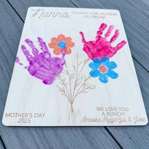 Flower Handprint Art Gift Mothers Day Gift Gigi Handprint Art DIY Hand ...