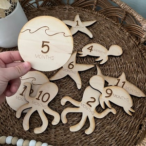 Baby Sea Animals Baby Milestone Marker Wood Baby Sea Animal - Etsy