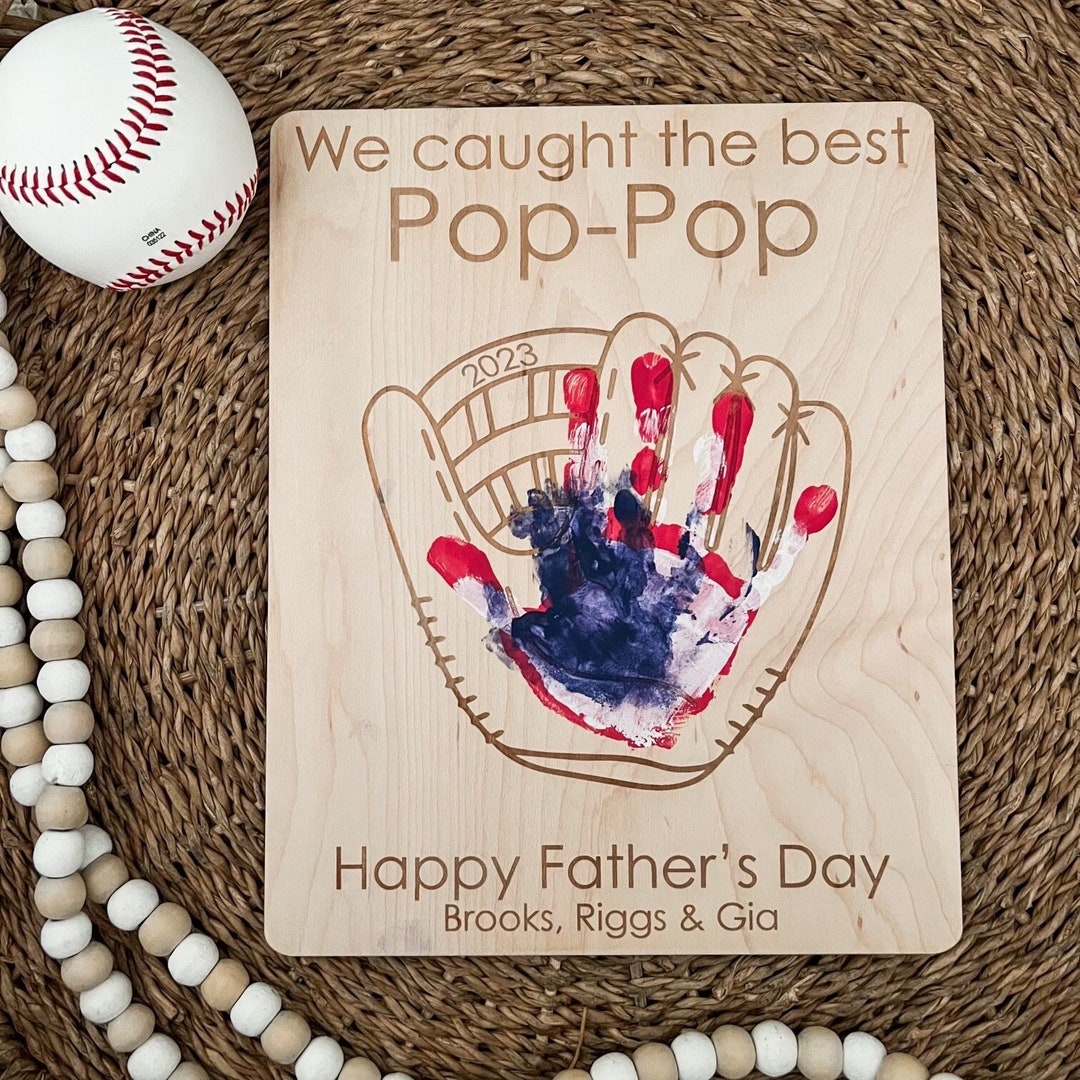 Father's Day Baseball Handprint DIY Hand Print Fathers Day Baseball ...