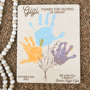 Mother's Day Flower Handprint Art Gift Mom Hand Print DIY Gigi ...
