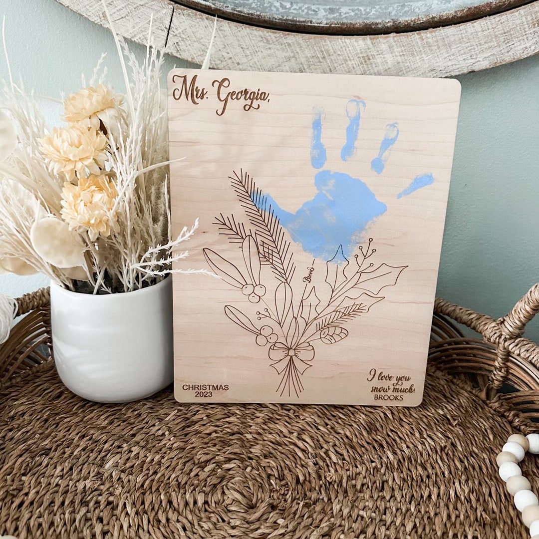 Christmas Handprint Sign DIY Hand Print Christmas Gift Teacher Gift ...